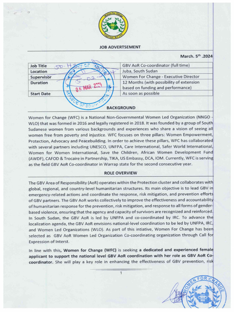 GBV AOR CO-ORDINATOR - Advertisement-1 | PDF