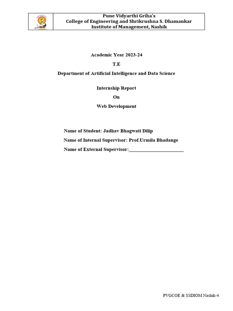 ITR Report | PDF | Web Development | World Wide Web