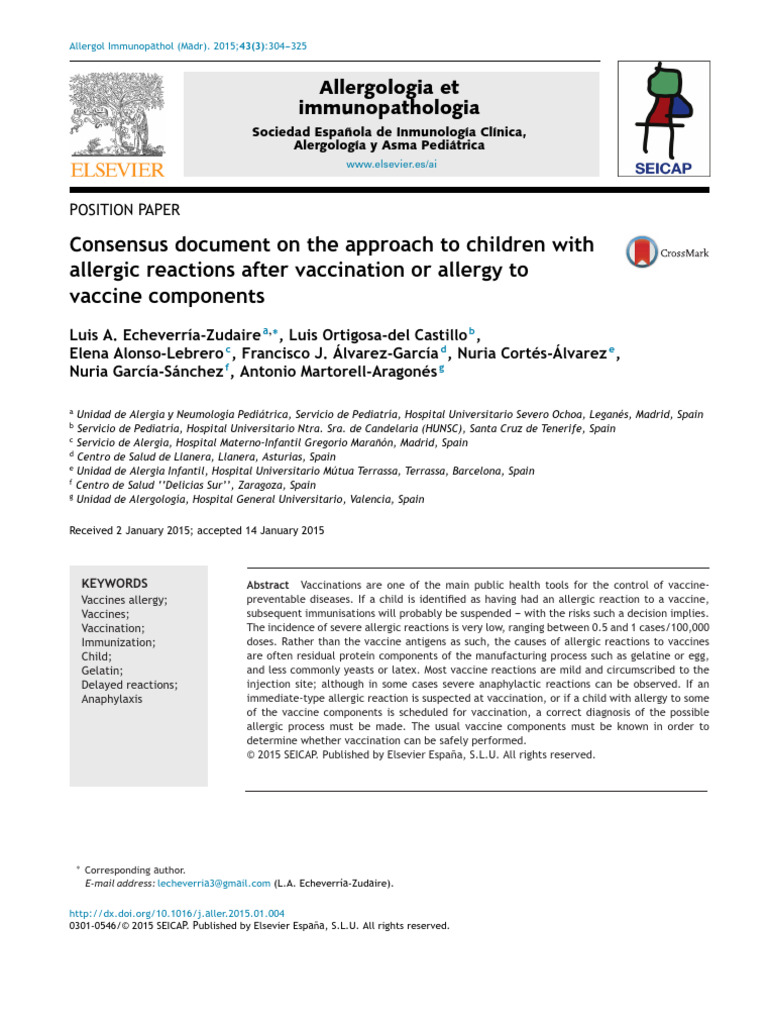 2015 Consensus Document On The Approach To Children With Allergic ...