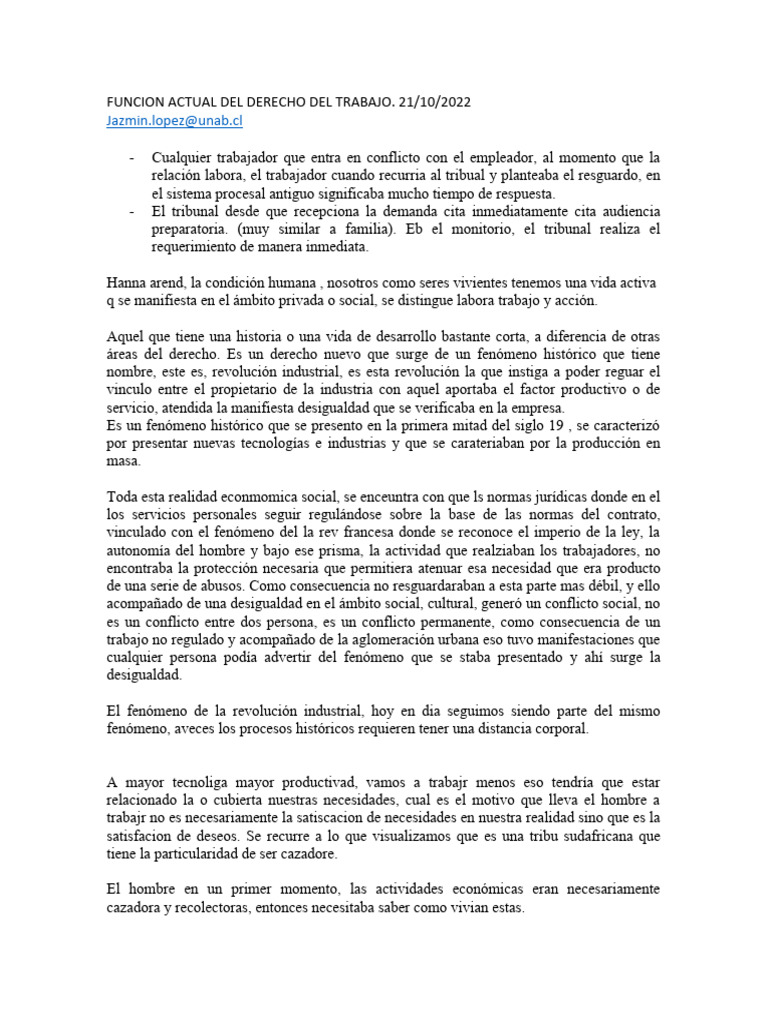 Función del Derecho Laboral Actual | PDF | Derecho laboral | Ley procesal