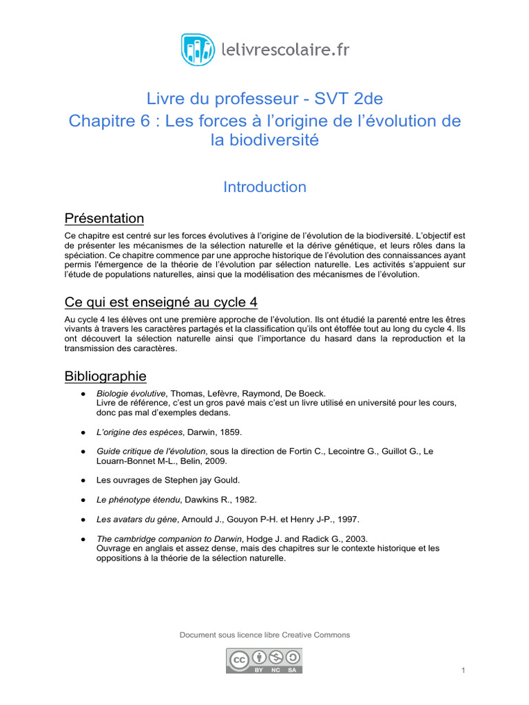 LDP SVT Chap6 | PDF | Évolution | Charles Darwin