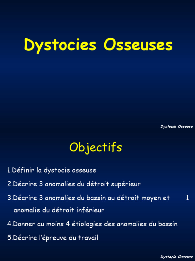 Dystocie Osseuse : Définition et Anomalies | PDF | Bassin (anatomie)
