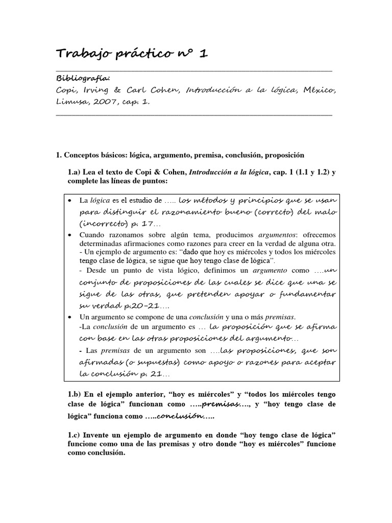 TP1 - Ejercicio 1 Con Resoluciones | PDF | Argumento | Proposición