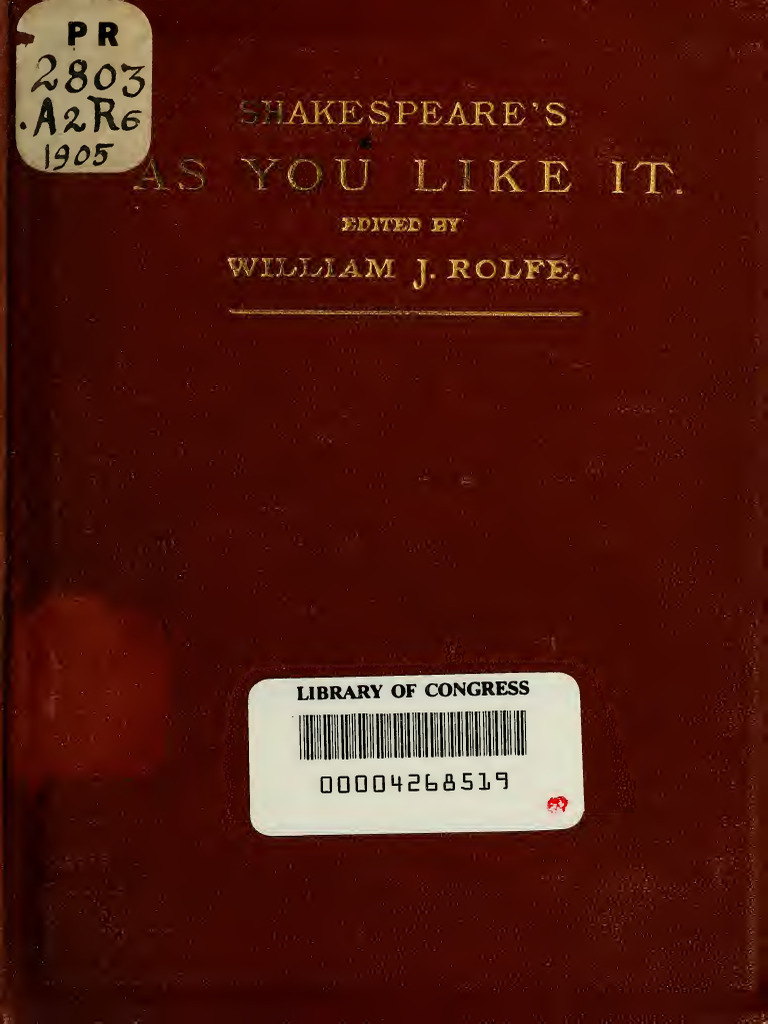 Shakespeare's Comedy of As You Like It (IA Shakespearescome01shakesp ...