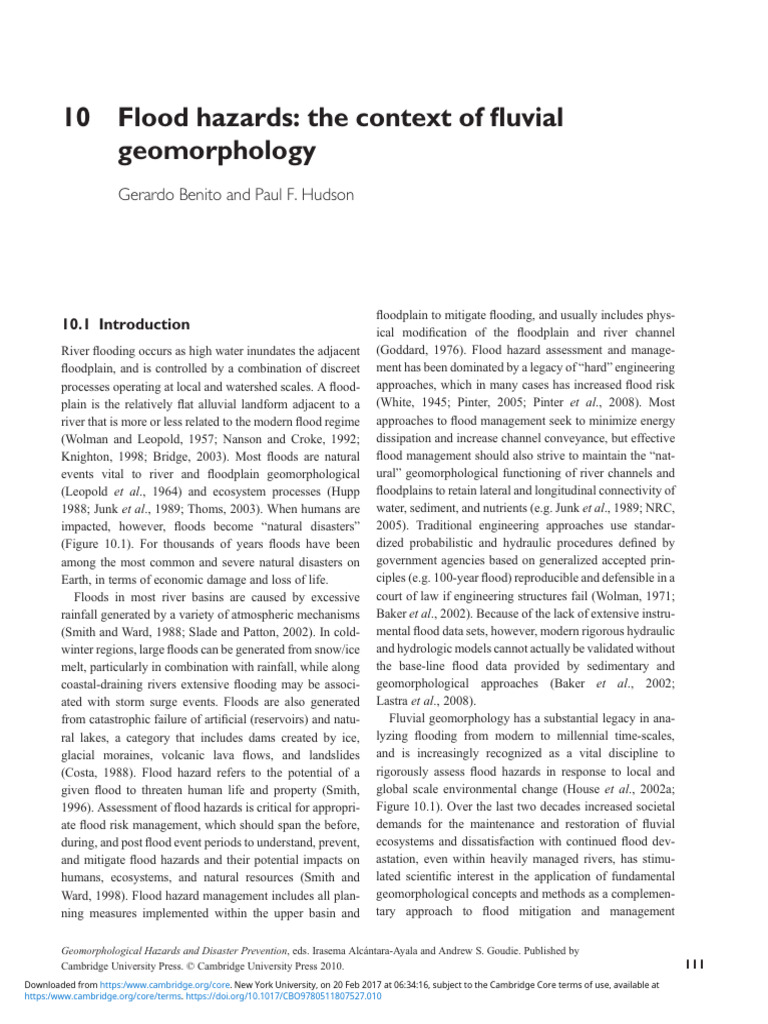 Fluvial Geomorphology and Flood Hazards | PDF | Flood | Floodplain