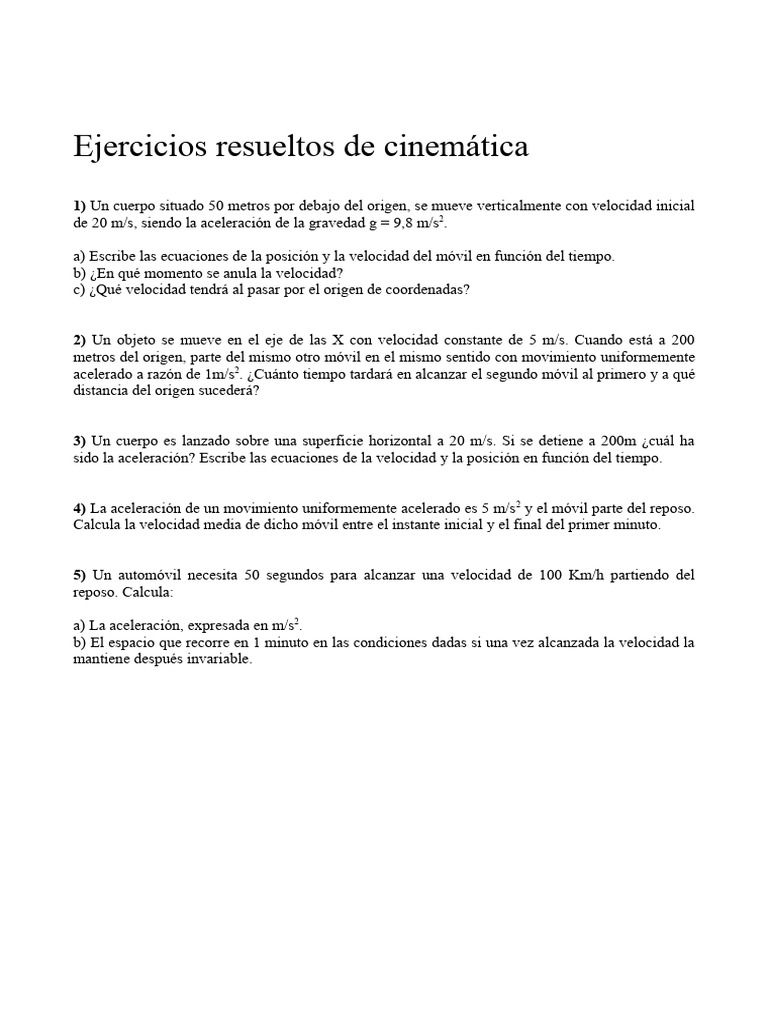 Ejercicios Cinetica 2 | PDF | Cinemática | Velocidad