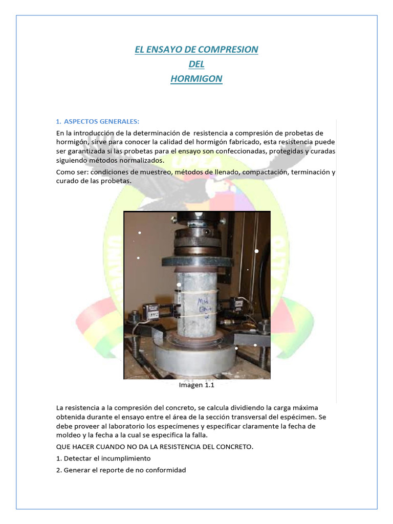 Ensayo de Compresión Del Hormigón Armado | PDF | Hormigón | Materiales
