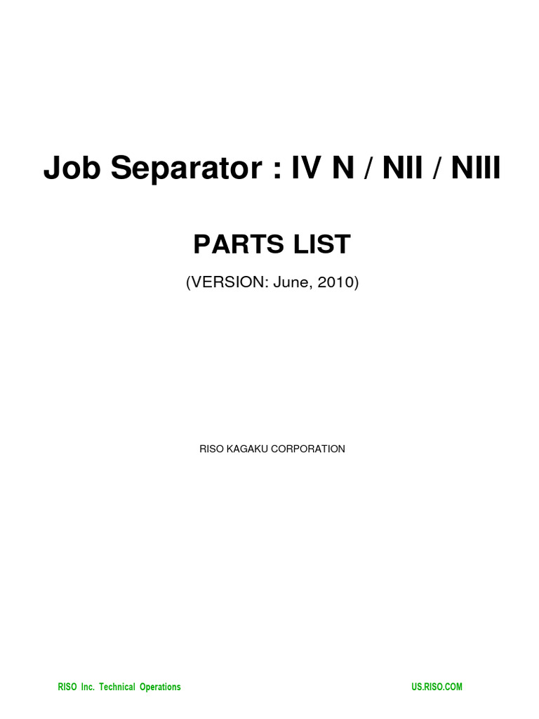 Job Separator IV N - NII - NIII Parts Manual | PDF | Manufactured Goods