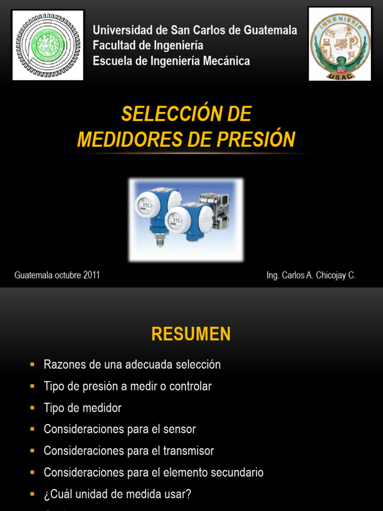 5 - Selección de Medidores de Presión | Descargar gratis PDF | Pascal (Unidad) | Presión