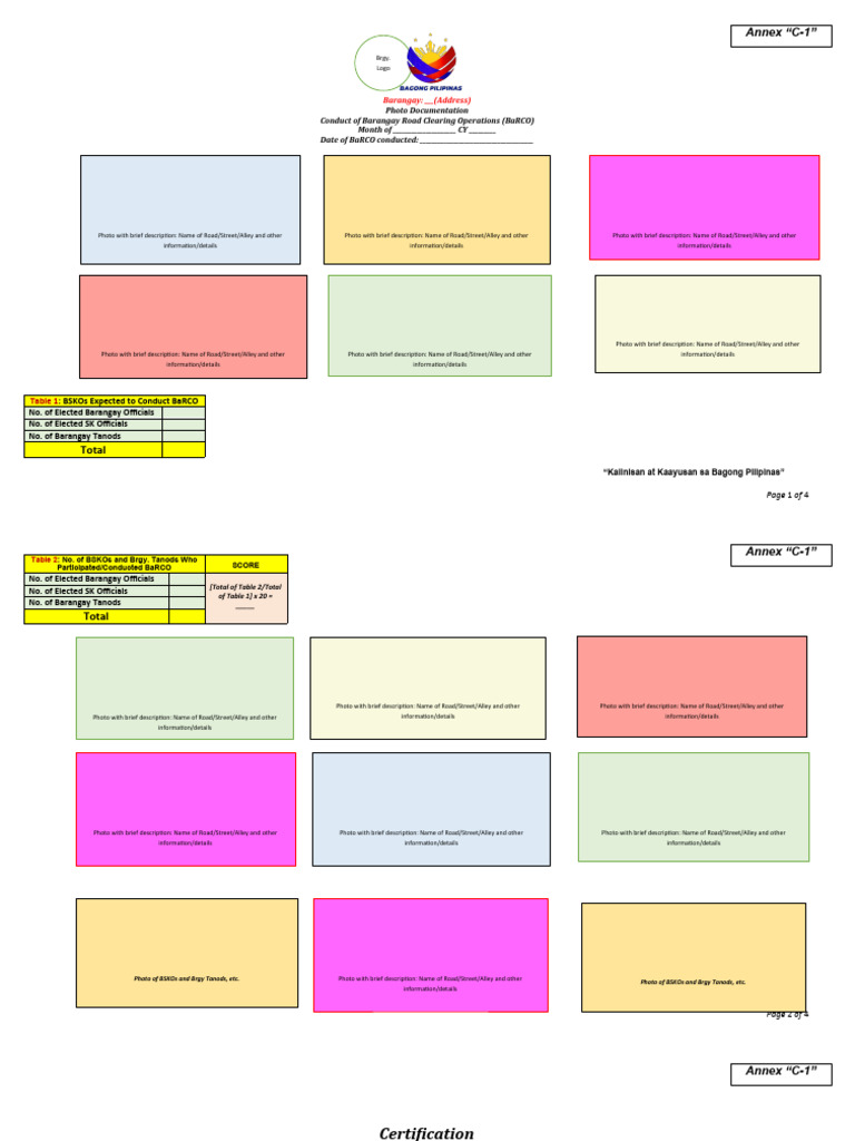 Annex C-1 - Photo Documentation - Barangay BaRCO Monthly Monitoring ...