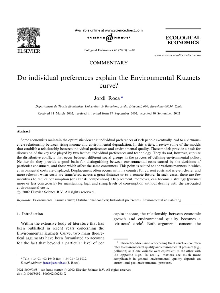 Do Individual Preferences Explain KEC | PDF | Pollution | Consumption ...