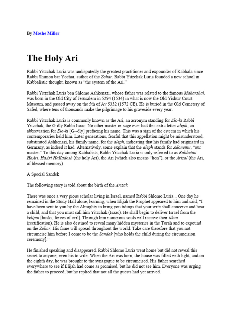 ARI Basics | PDF | Kabbalah | Jewish Theology