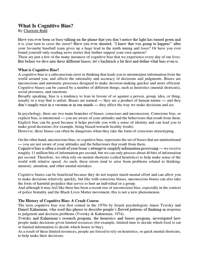 3.Cognitive Bias | PDF | Heuristic | Decision Making