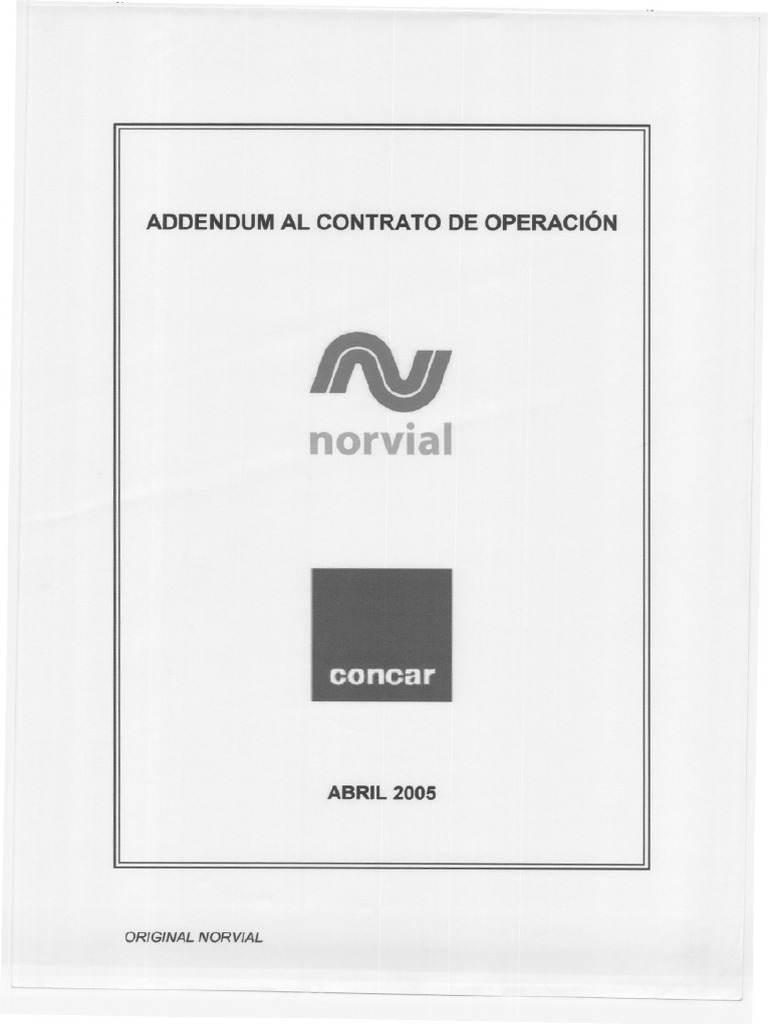 Addendum Contrato de Operación Concar - Norvial (2005) | PDF Addendum Contrato de Operación Concar - Norvial (2005) | PDF