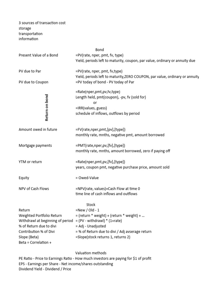 Formula Guides | PDF | Stocks | Greeks (Finance)