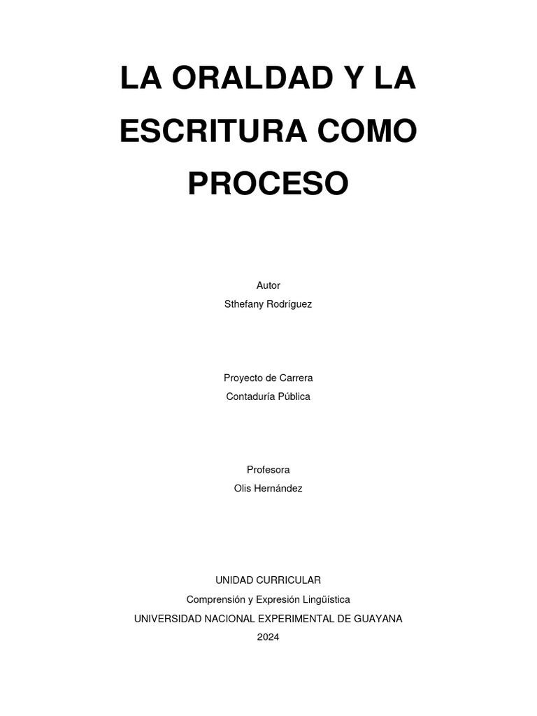 La Oralidad y La Escritura Como Proceso | PDF