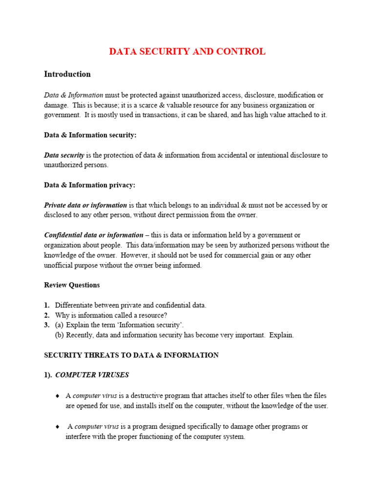 Data Security and Control | PDF | Computer Virus | Antivirus Software