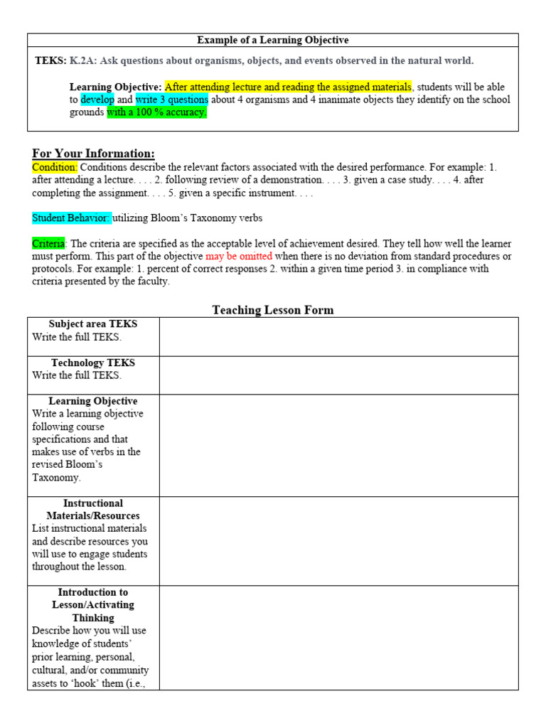 Revised Teaching Lesson Template | PDF | Learning | Education Theory