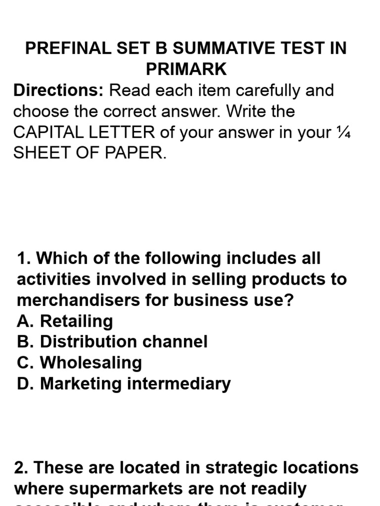 Summative (Primark) | PDF | Retail | Supermarket
