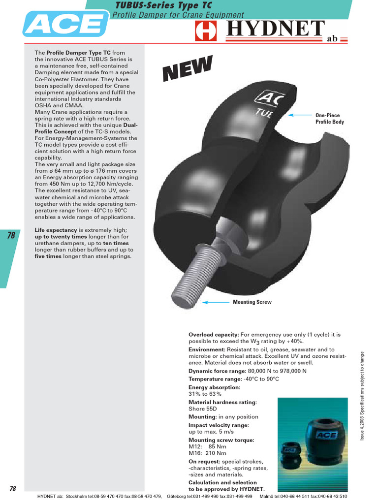 TUBUS-Series Type TC: Profile Damper For Crane Equipment | Download ...