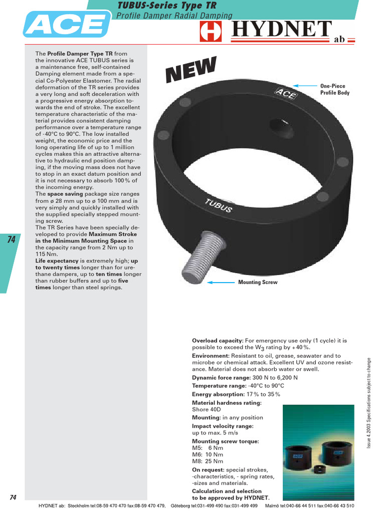 TUBUS-Series Type TR: Profile Damper Radial Damping | PDF | Damping | Force