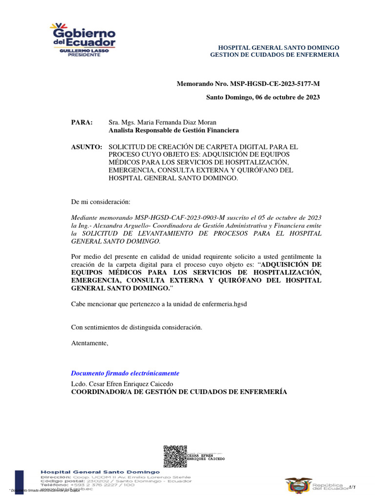 04 Solicitud Creación de Carpeta MSP-HGSD-CE-2023-5177-M | PDF ...