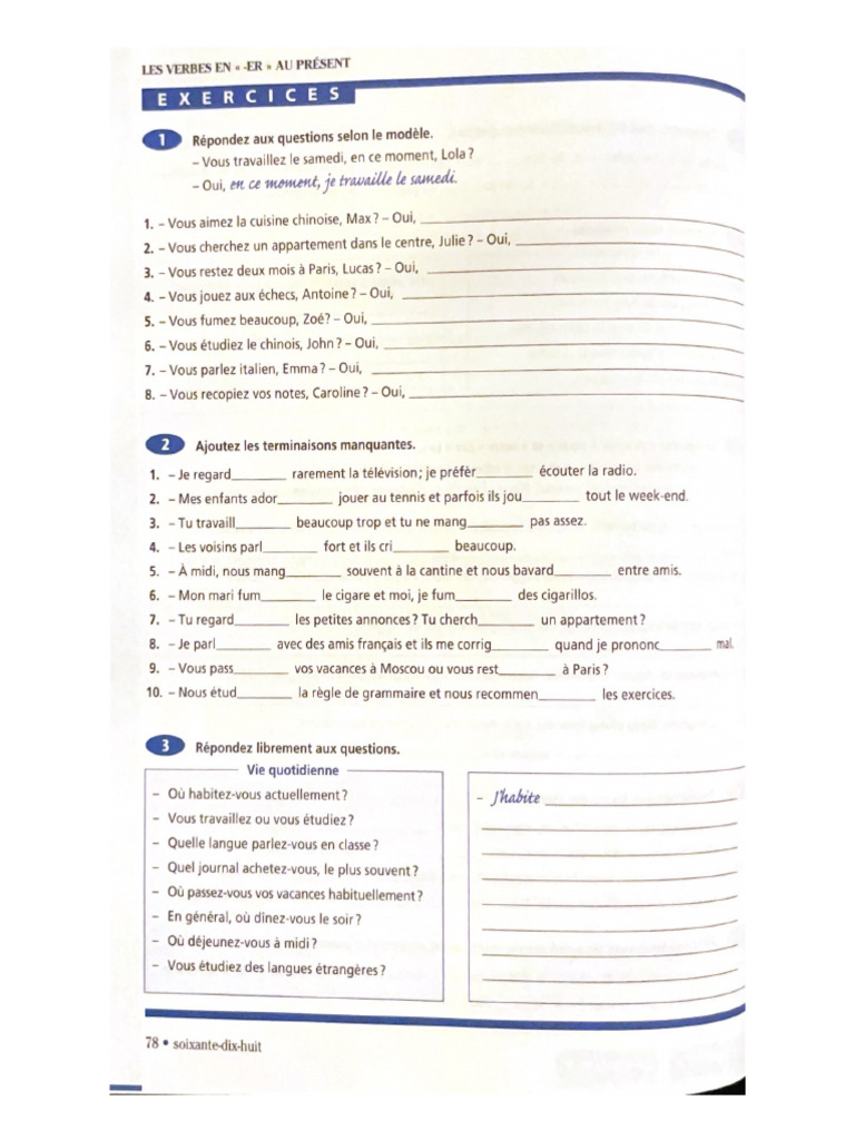 Les Verbes - Er Au Présent | PDF