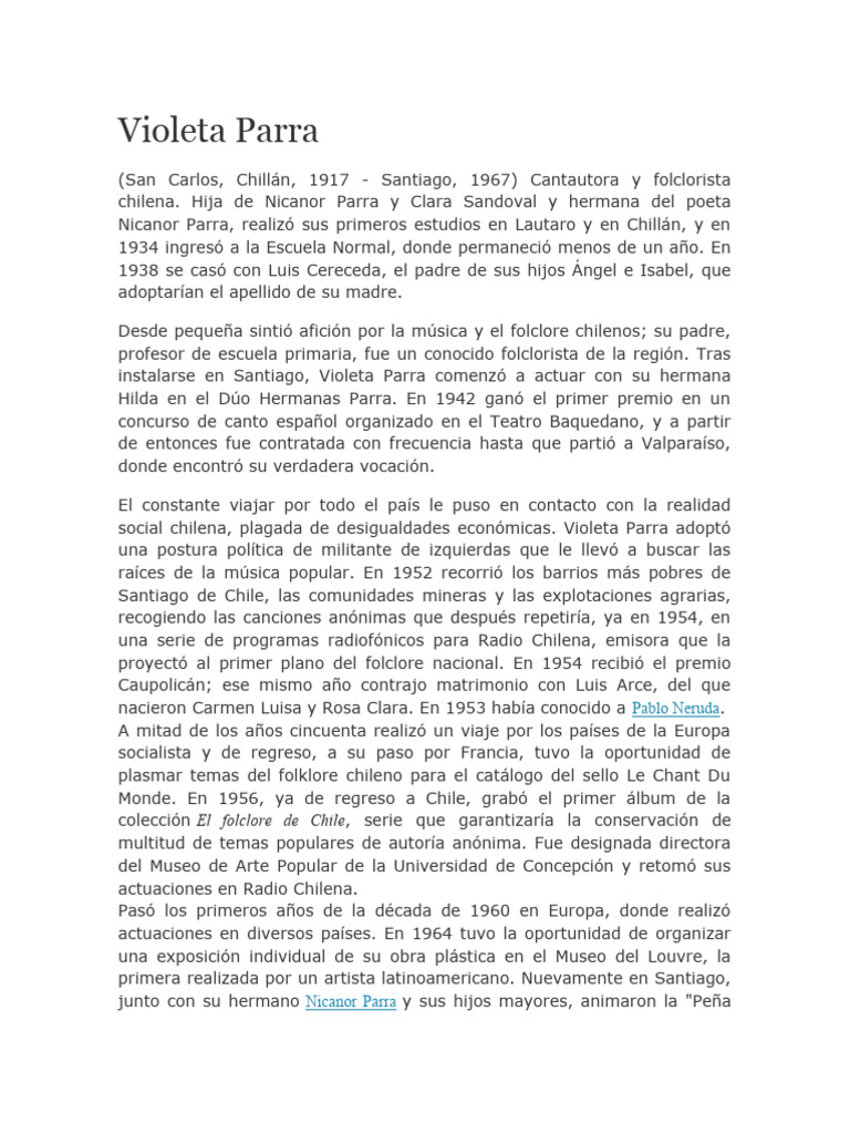 Biografia Violeta Parra | PDF