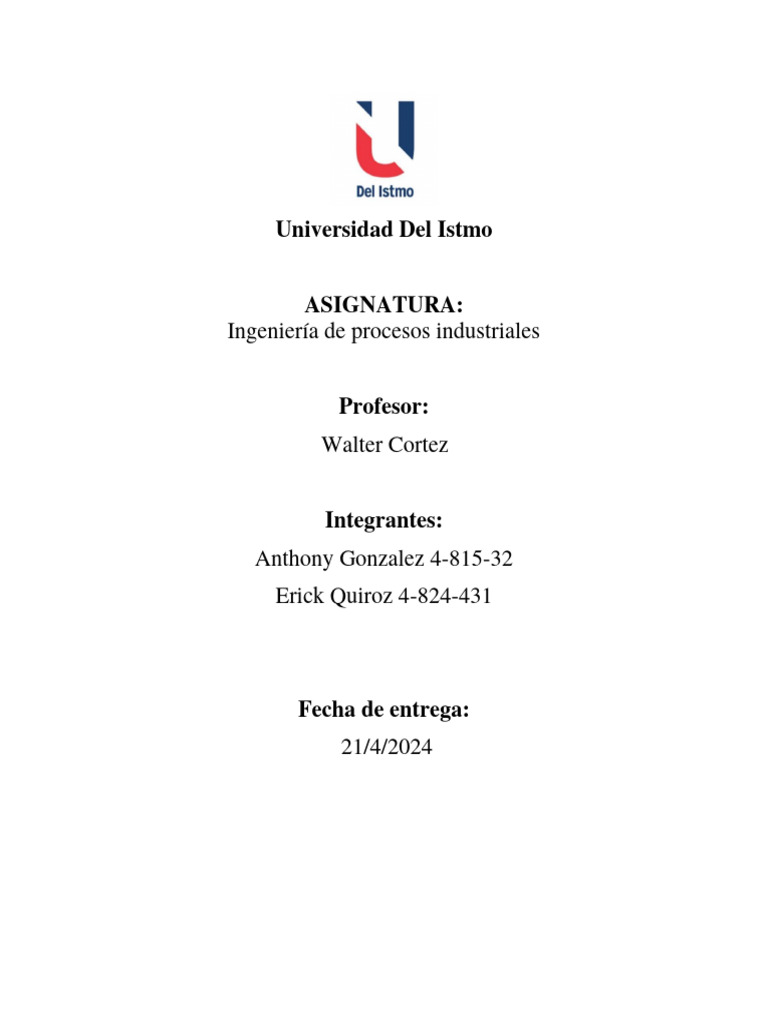 Trab Escrito Ing Procesos, Erick Quiros y Anthony Gonzalez | PDF | Indicador de rendimiento ...