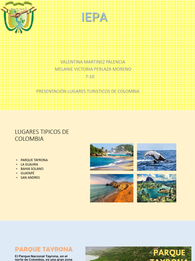 Iepa Presentación Lugares Turisticos de Colombia 7-10 | PDF | Colombia | Ciencias de la Tierra