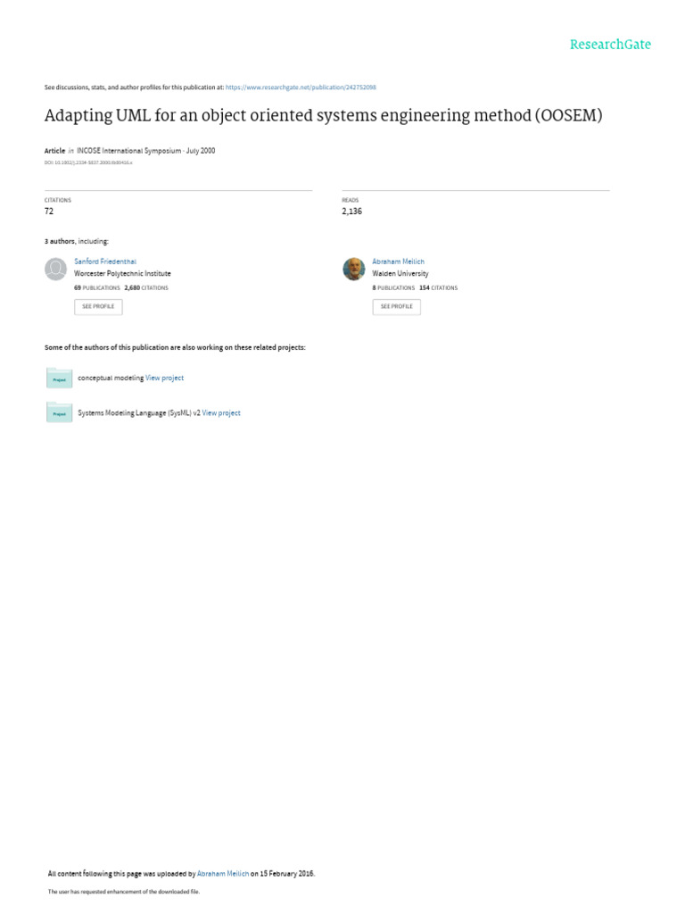 Adapting UML For An Object Oriented Systems Engine | PDF | System | Class (Computer Programming)