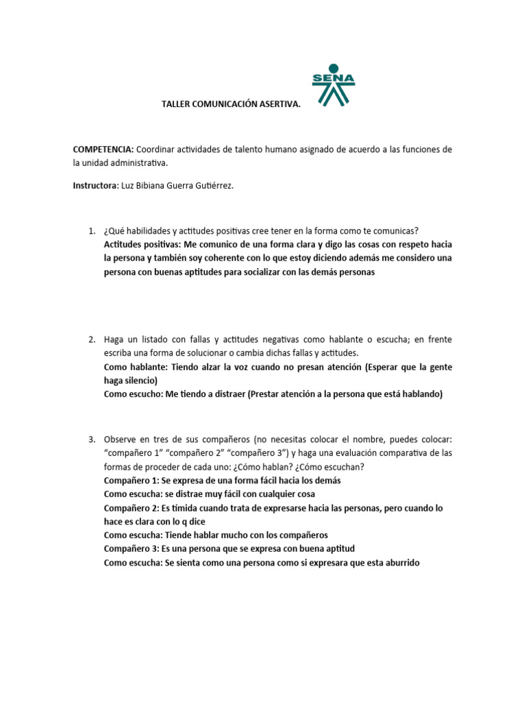 Taller Comunicación Asertiva | PDF