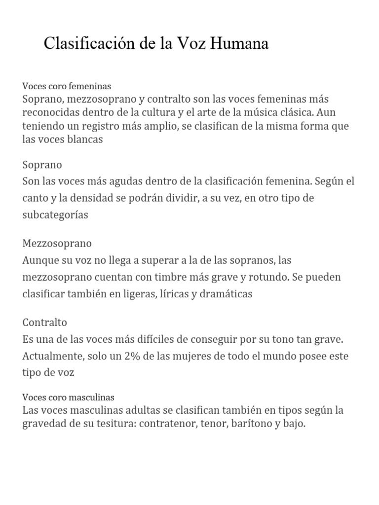 Clasificacion de Voces | PDF