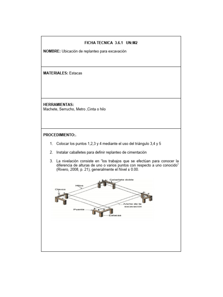 Ficha Técnica Replanteo | PDF