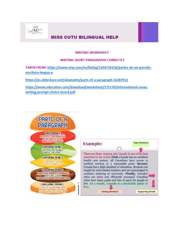 Miss Cutu Bilingual Help Writing Short Paragraphs Correctly | PDF