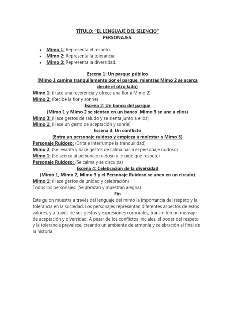 Guion de Mimos 2 | PDF