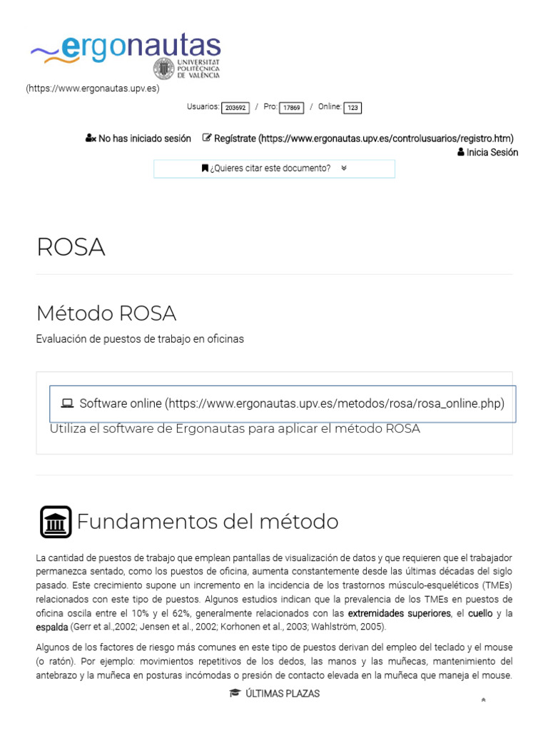 Método ROSA - Evaluación de La Ergonomía de Puestos de Trabajo en ...
