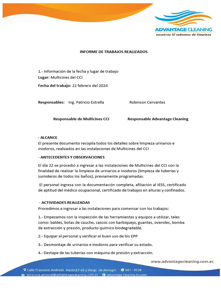 Informe Tuberias Multicines Cci 2024 | PDF