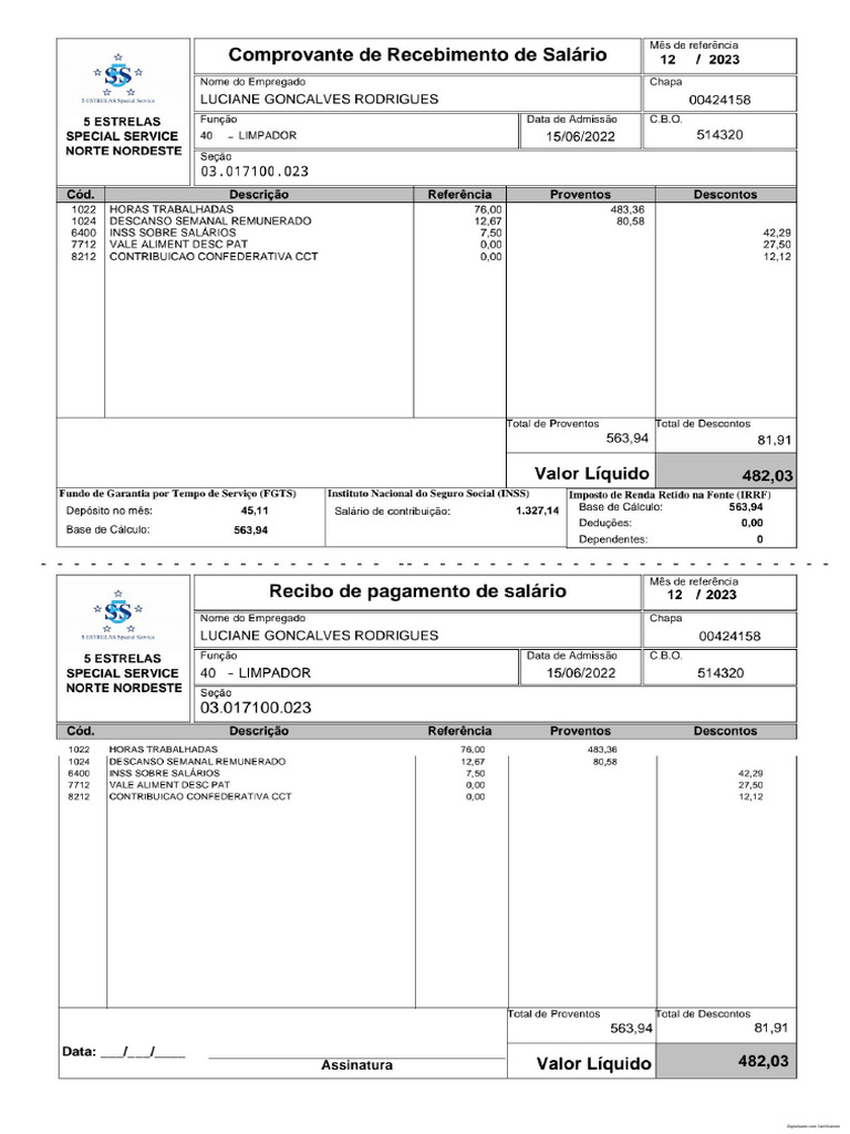 Contra Cheque Do Salário Como Compro | PDF