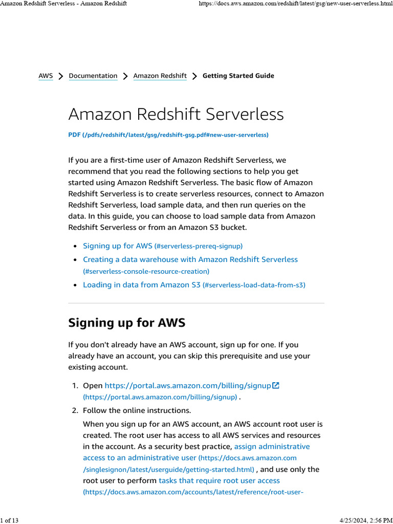Amazon Redshift Serverless - Amazon Redshift | PDF | Databases | Boolean Data Type
