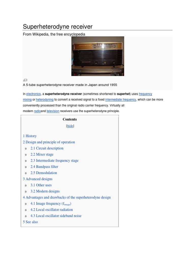 Superheterodyne Receiver History | PDF | Wireless | Electronics