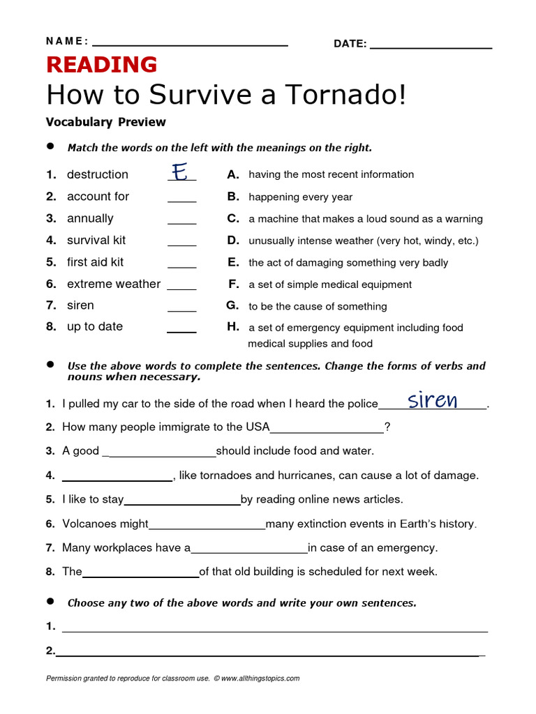 Lesson-How - To - Survive - A - Tornado Student | PDF | Tornadoes ...