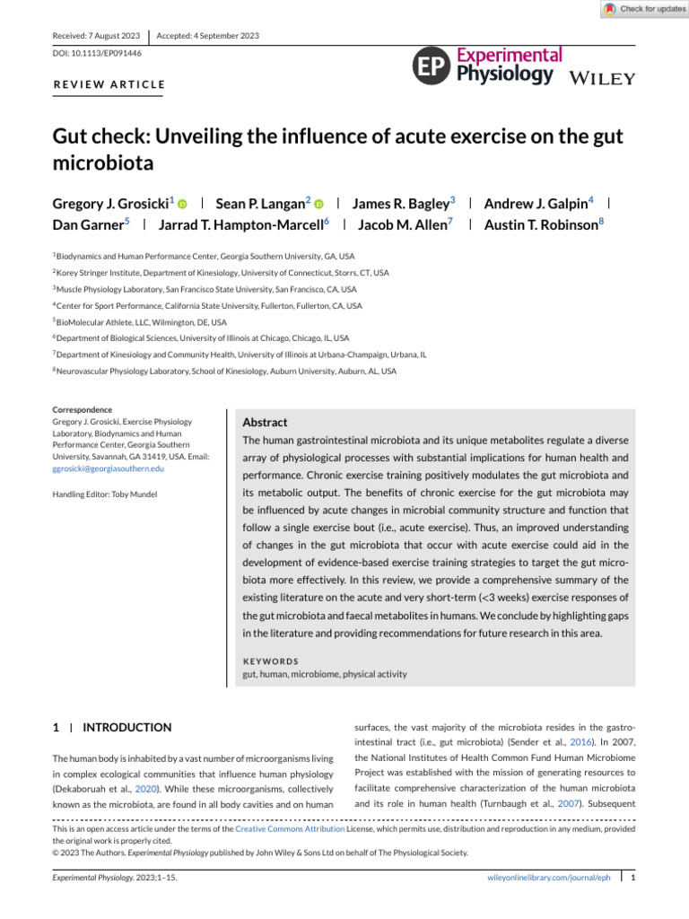 Experimental Physiology - 2023 - Grosicki - Gut Check Unveiling The ...
