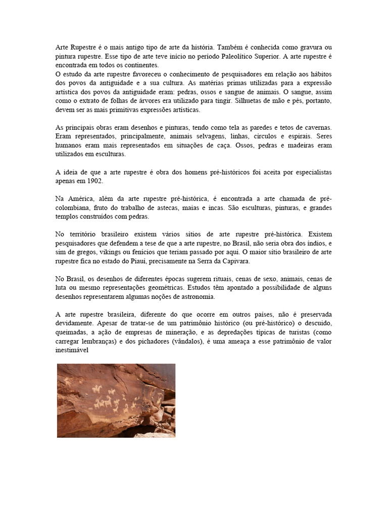 Arte Rupestre É o Mais Antigo Tipo de Arte Da História | PDF | Arte Rupestre | Neolítico