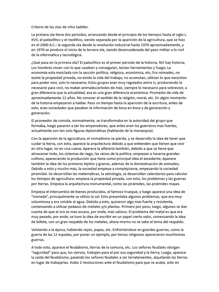 Evolución de las Tres Olas Históricas | PDF | Sociedad | Feudalismo