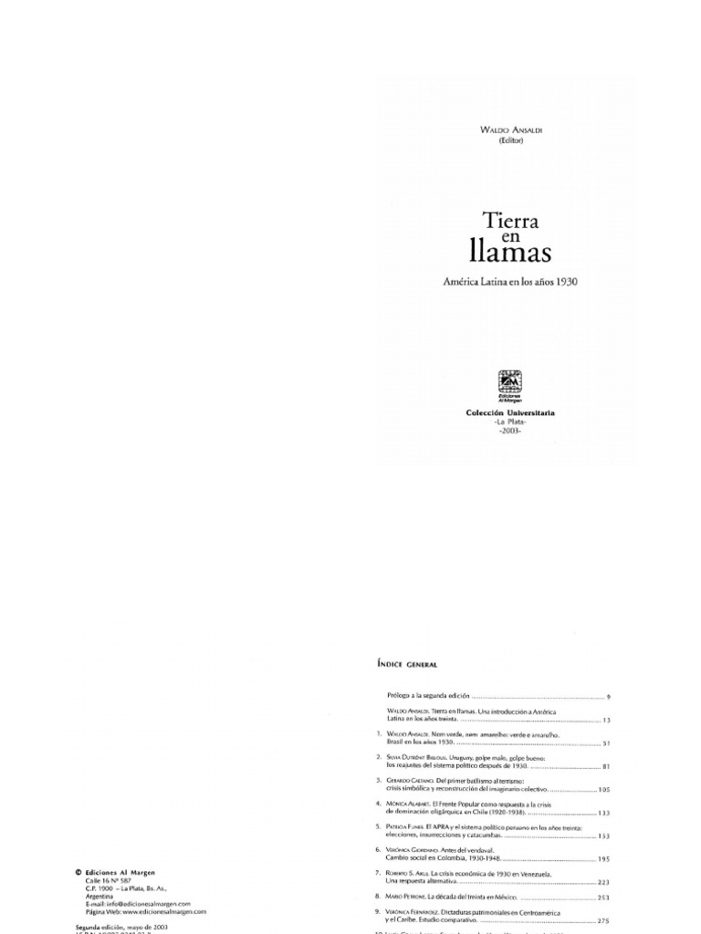 Ansaldi, Waldo - Tierra en Llamas | PDF