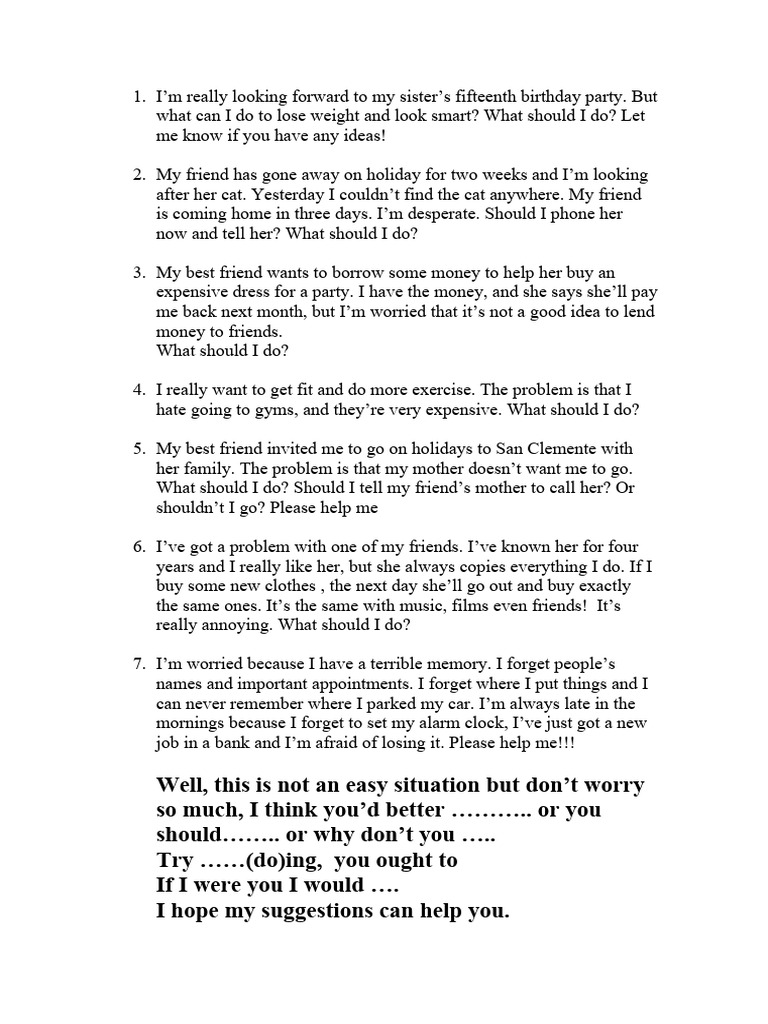 ADVICE SITUATIONS | PDF