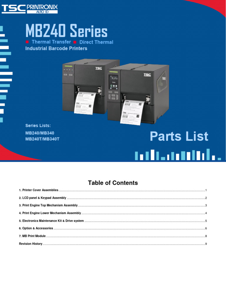 MB240 T Parts List 05092023 | PDF | Printer (Computing) | Manufactured ...
