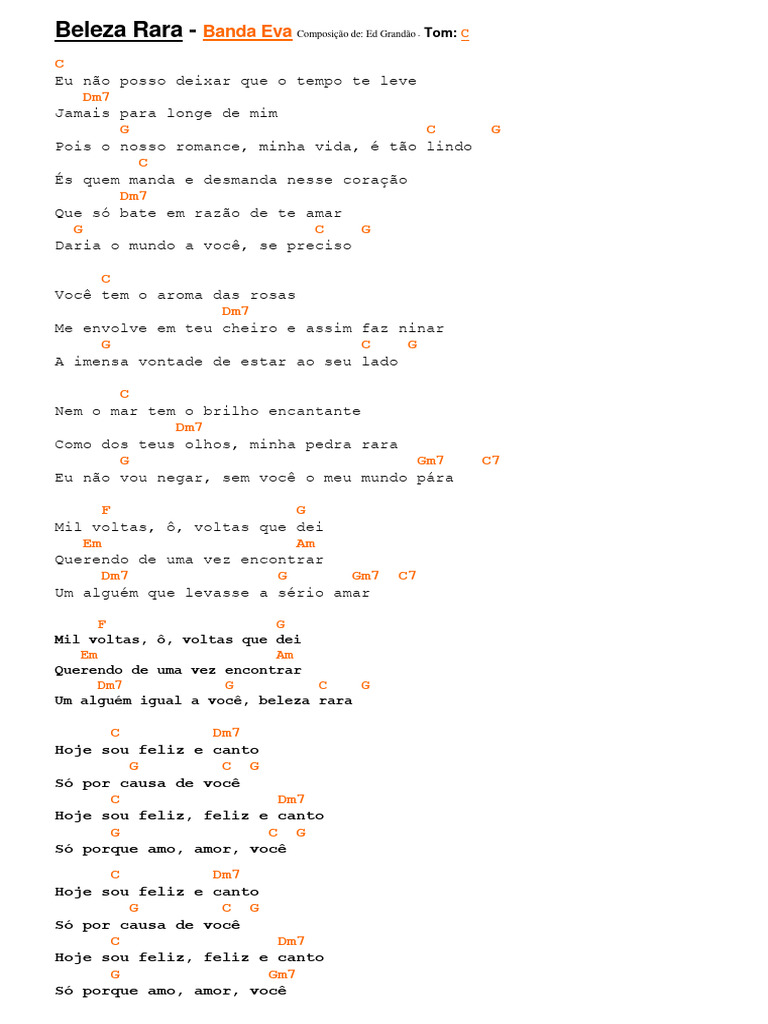 Beleza Rara - Banda Eva - Cifras | PDF