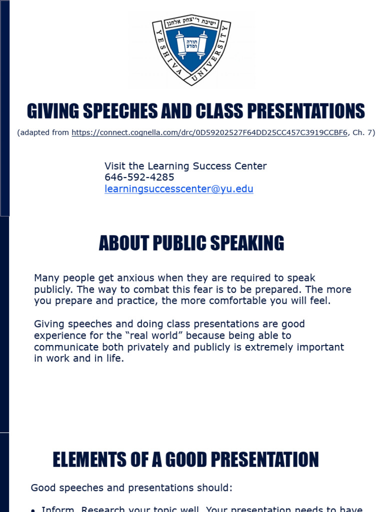 Giving Speeches and Class Presentations PPT - 0 | PDF | Public Speaking ...
